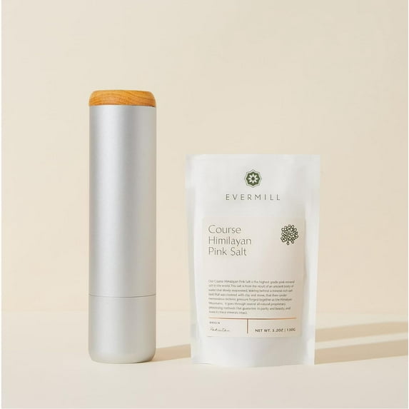 Premium Salt Mill with Coarse Himalayan Pink Salt, Anodized Aluminum ...