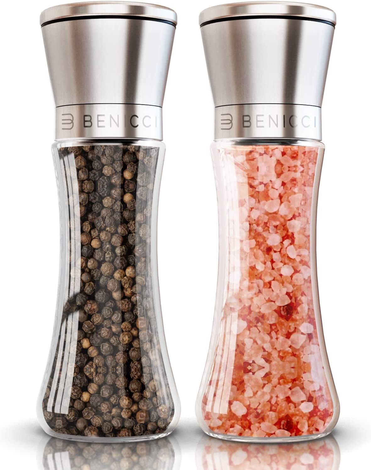 Premium Salt and Pepper Grinder Set of 2 - Two Refillable Stainless ...