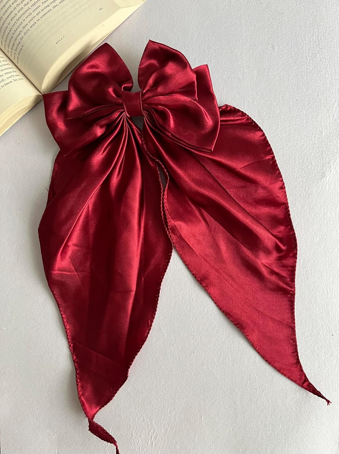 Premium Satin Bow Hair Scrunchie in Vibrant Red with Elegant Ribbon ...