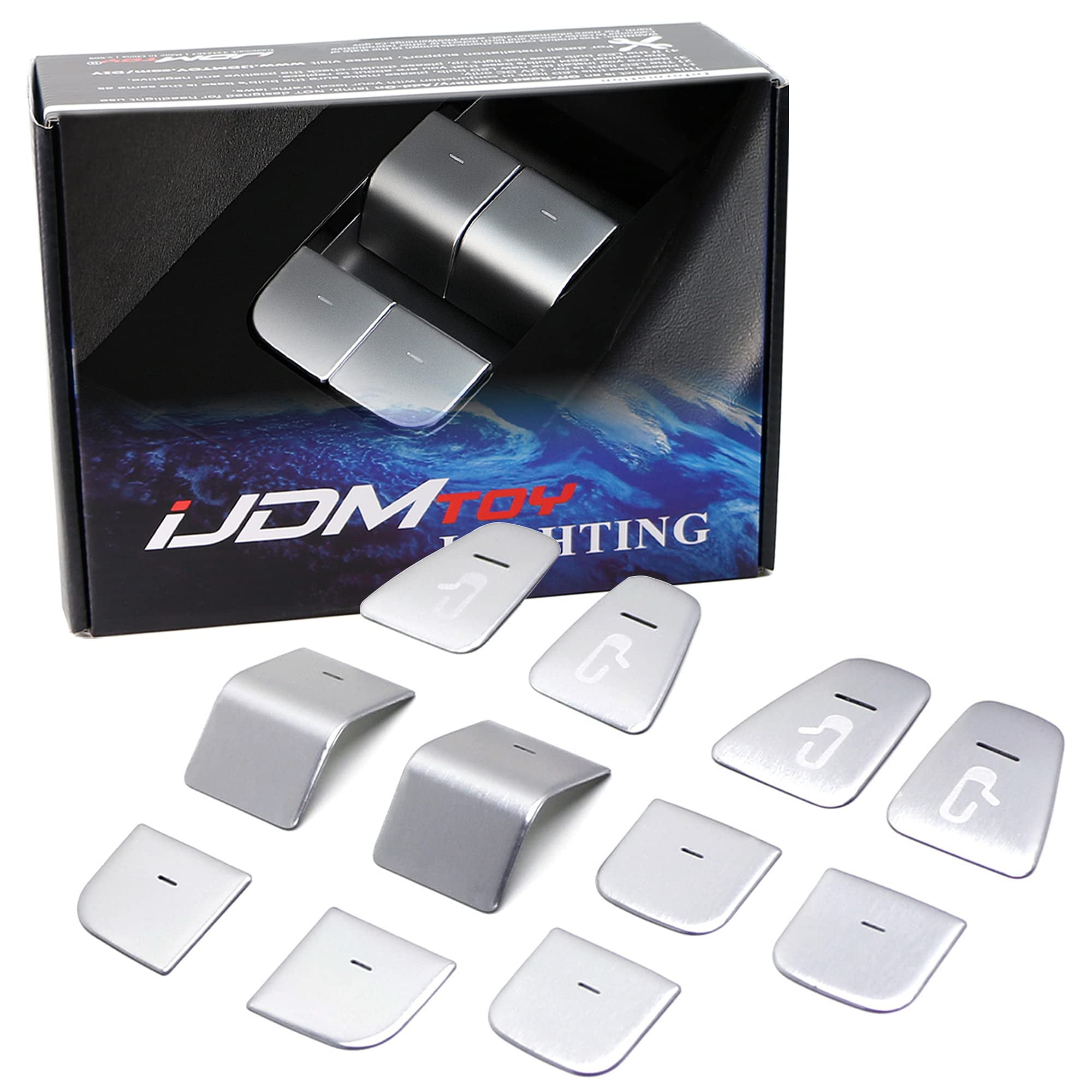 Premium Satin Silver 11pc Side Door Open Switch/Window Up/Down Button ...