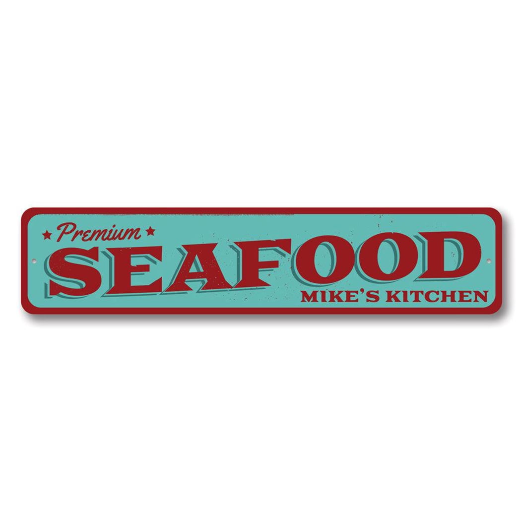 Premium Seafood Sign, Kitchen Name Sign, Custom Restaurant Beach House ...