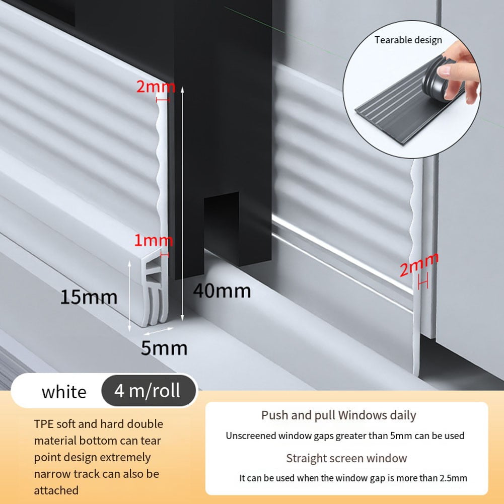 Premium Self-Adhesive Door Bottom Seal Strip,400cm TPE Weatherproof Gap ...