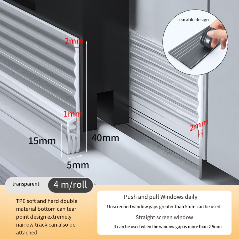 Premium Self-Adhesive Door Bottom Seal Strip,400cm TPE Weatherproof Gap ...