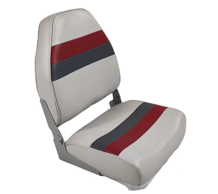 Premium Series Pontoon Fold Down Boat Seat 3008-ABEC Grey/Red/Charcoal ...