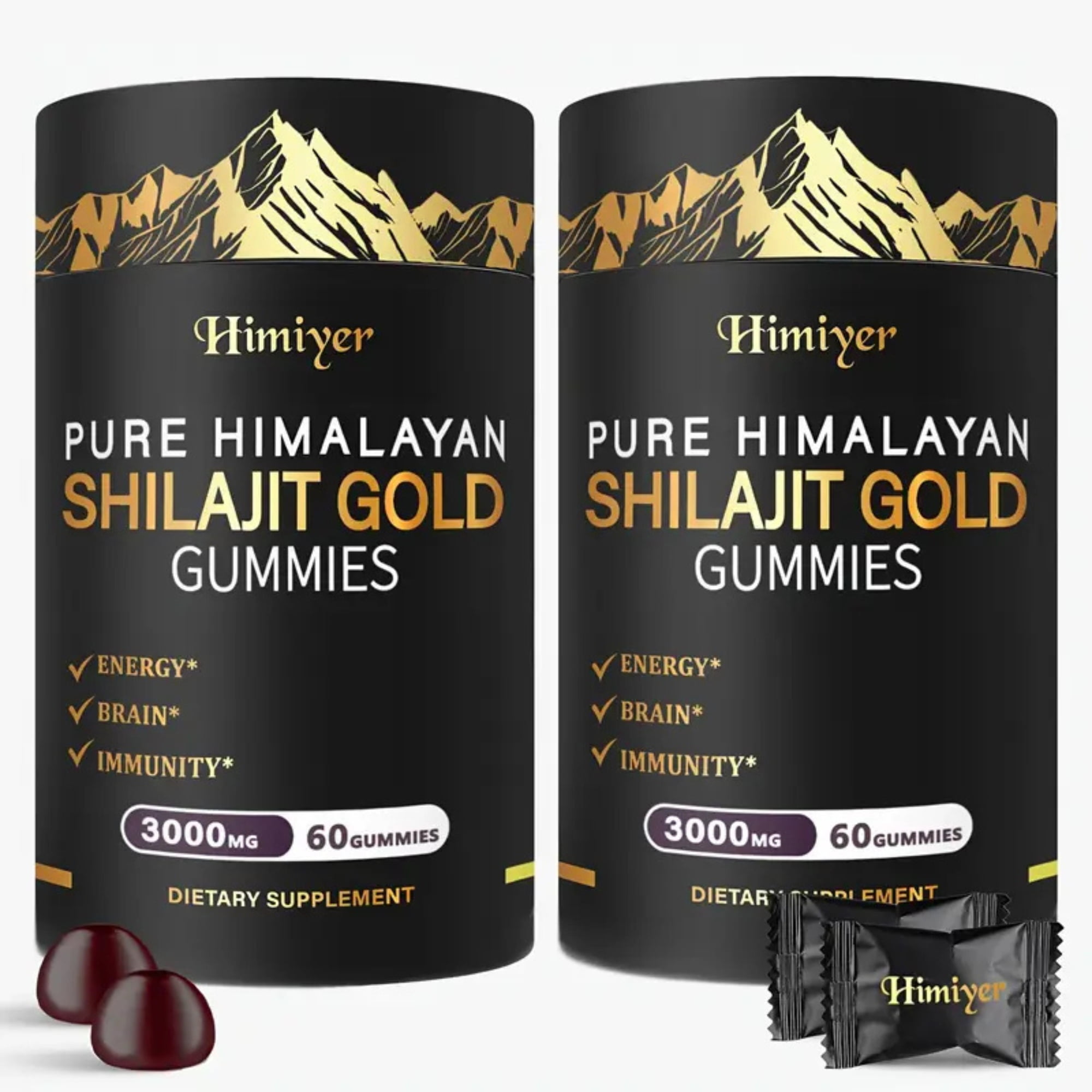 Premium Shilajit Resin Gummies – 100% Pure Himalayan Mineral Supplement – 60 Count Each, 120 ...