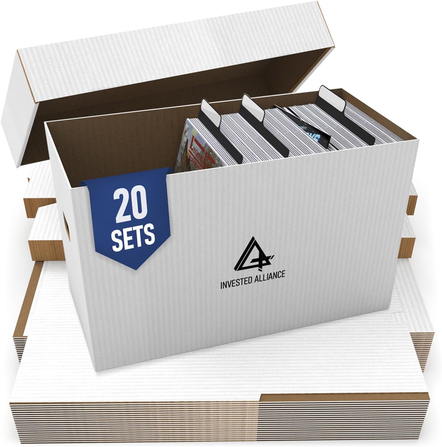 Premium Short Comic Book Storage Box (20 Pack - White). Thick Cardboard Comic Book Box/Cabinet ...