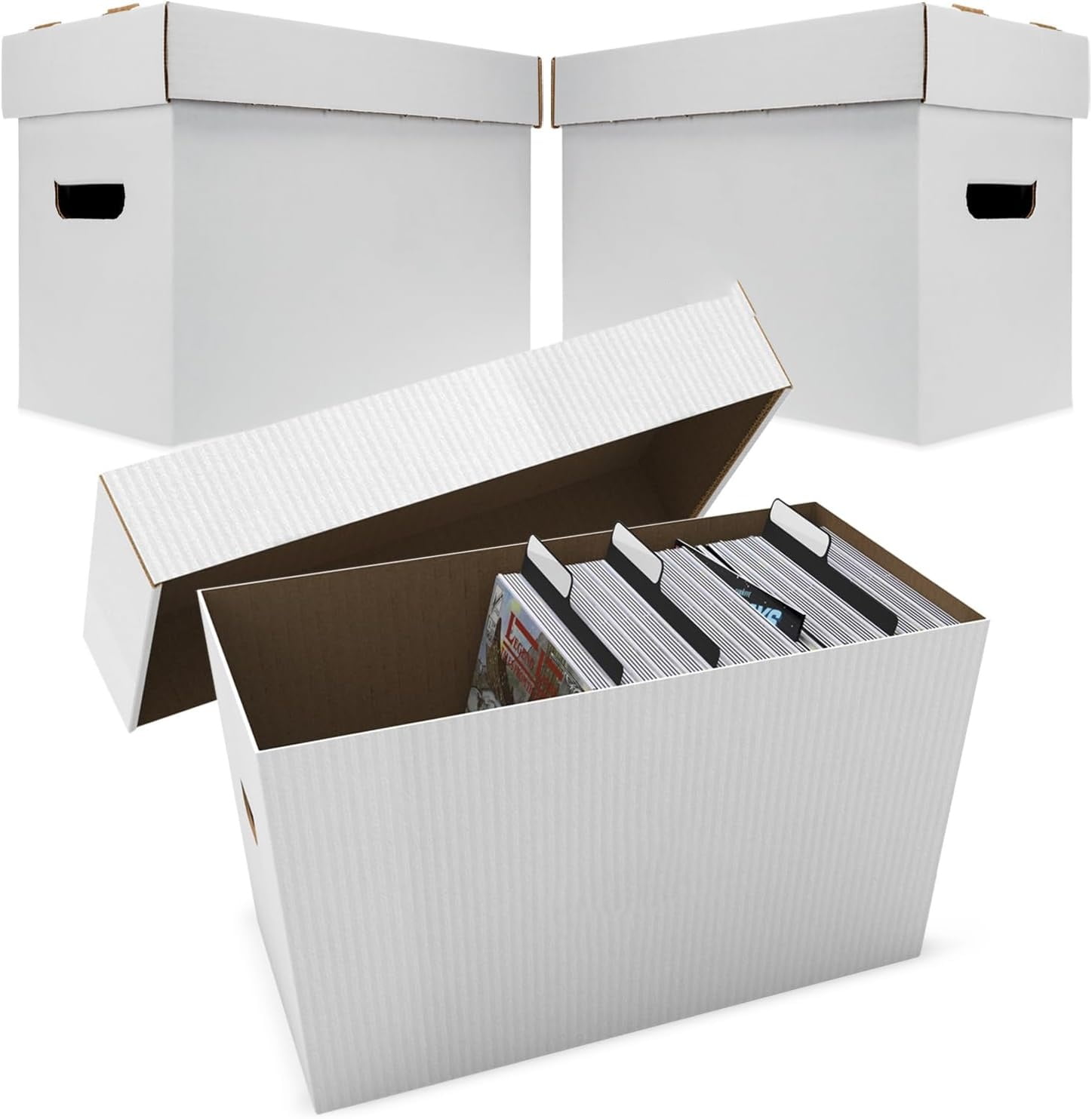 Premium Short Comic Book Storage Box (3 Pack - White). Thick Cardboard ...