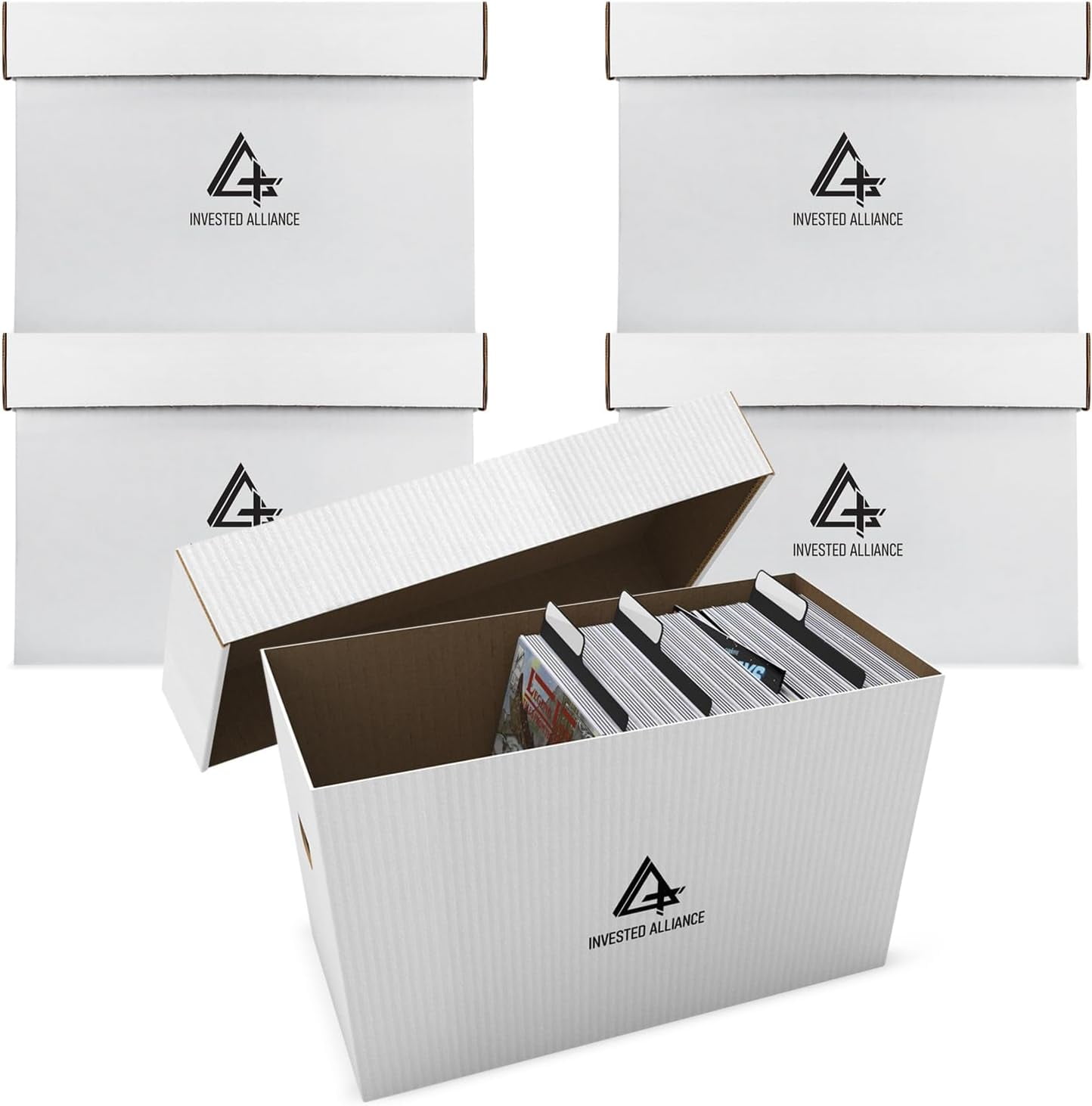 Premium Short Comic Book Storage Box (5 Pack - White). Thick Cardboard ...