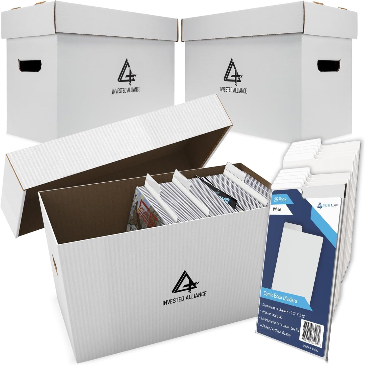 Premium Short Comic Book Storage Box/Cabinet, Bundle Set with Black ...