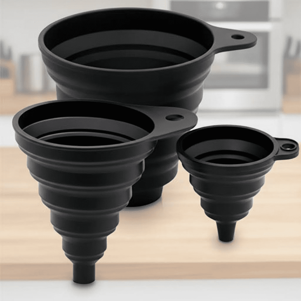 Premium Silicone Collapsible Funnel Set - 3 Sizes for Kitchen, Canning ...