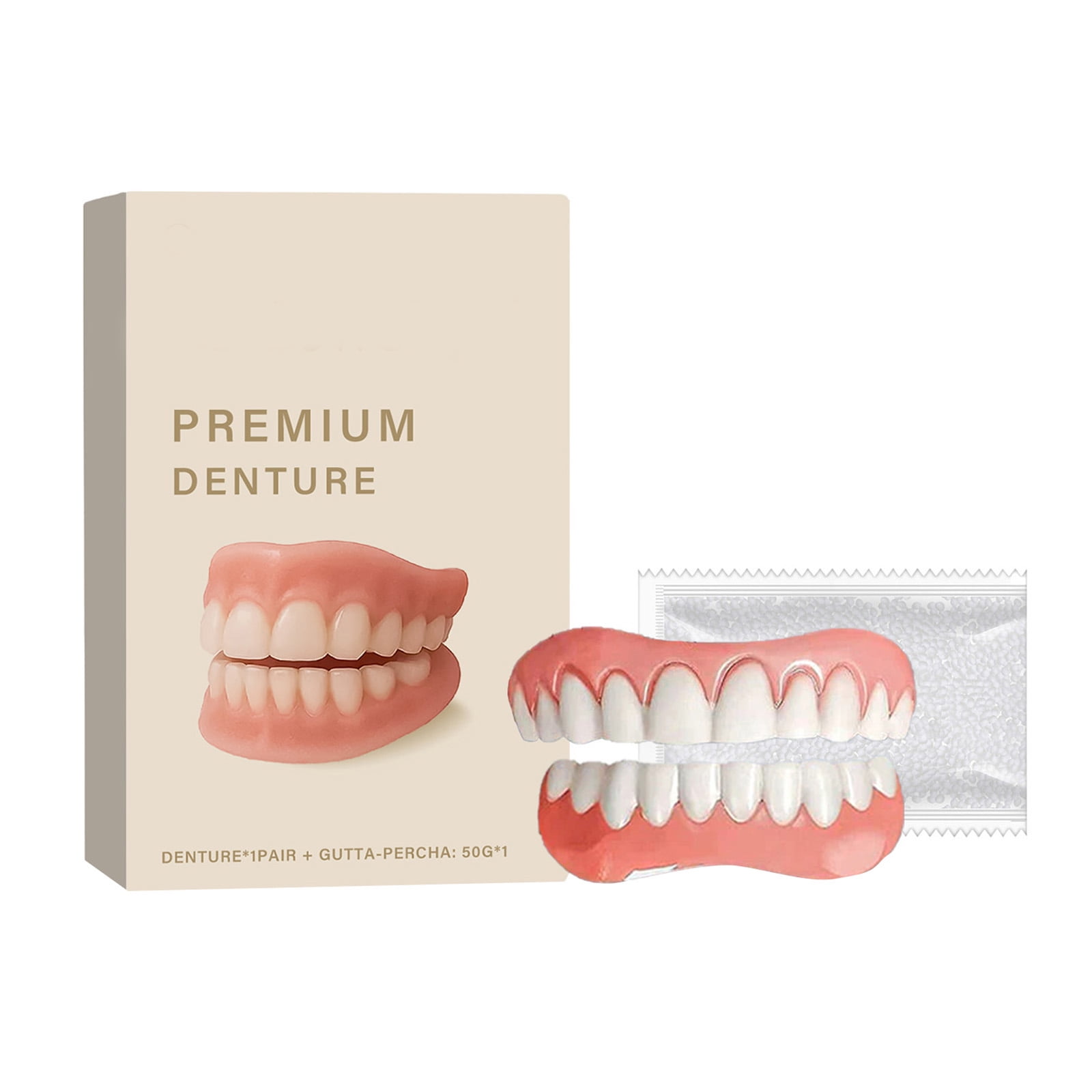 Premium Silicone Dentures Set: Full Mouth Support, Silicone Lining for ...