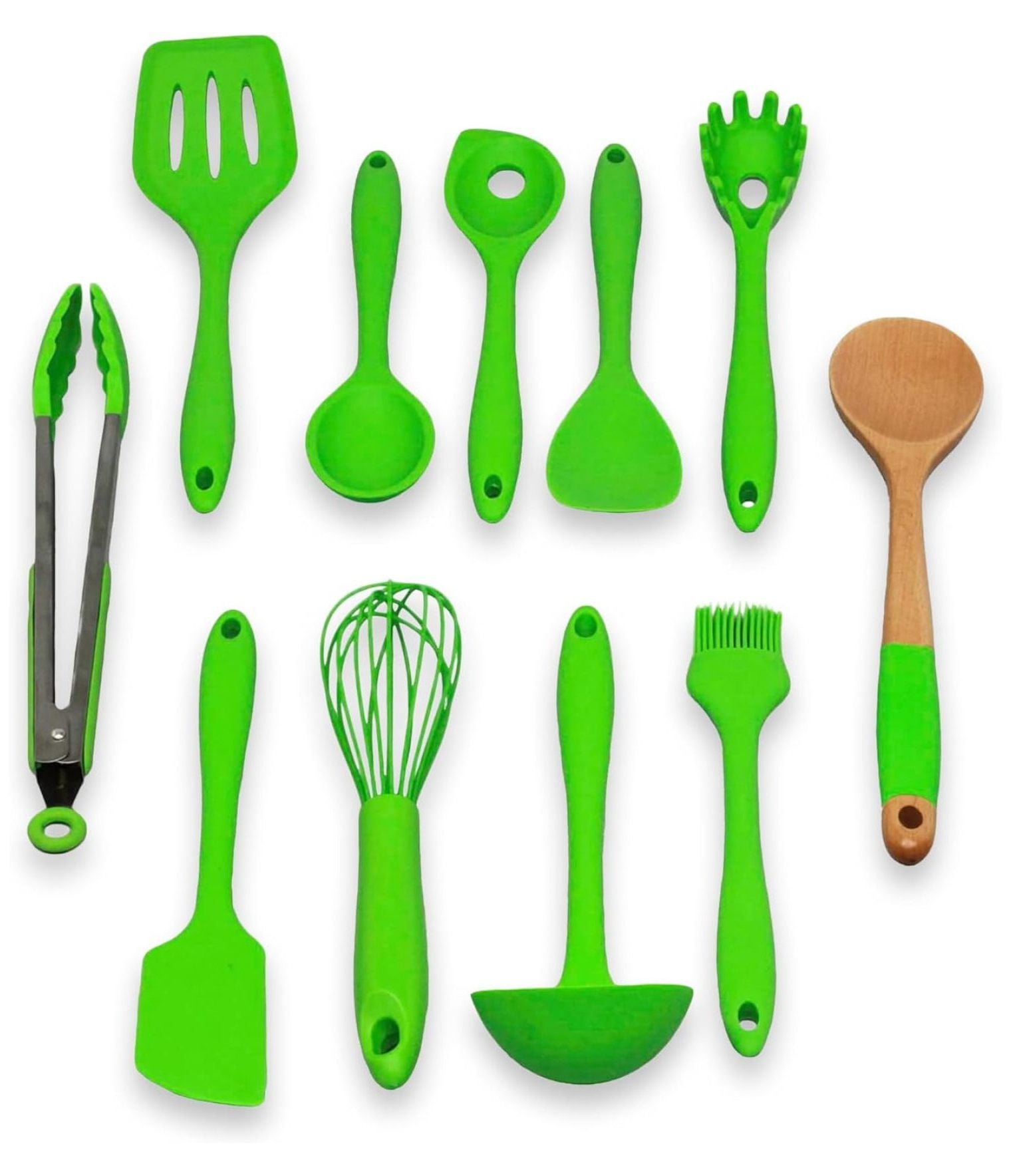 Premium Silicone Kitchen Tool and Utensil, 11 Piece Set, Green ...