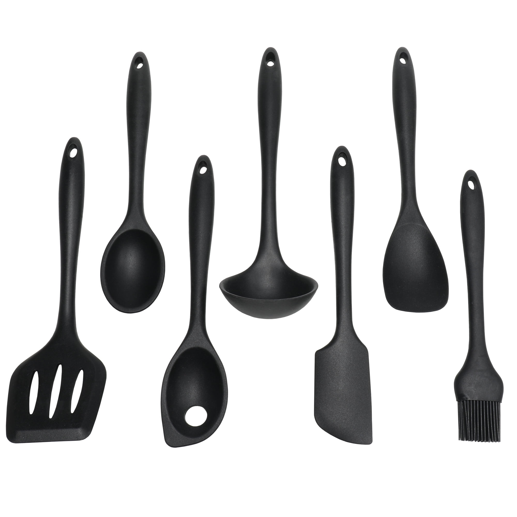 Premium Silicone Tool and Utensil Set, 7 Piece Set, Black - Walmart.com