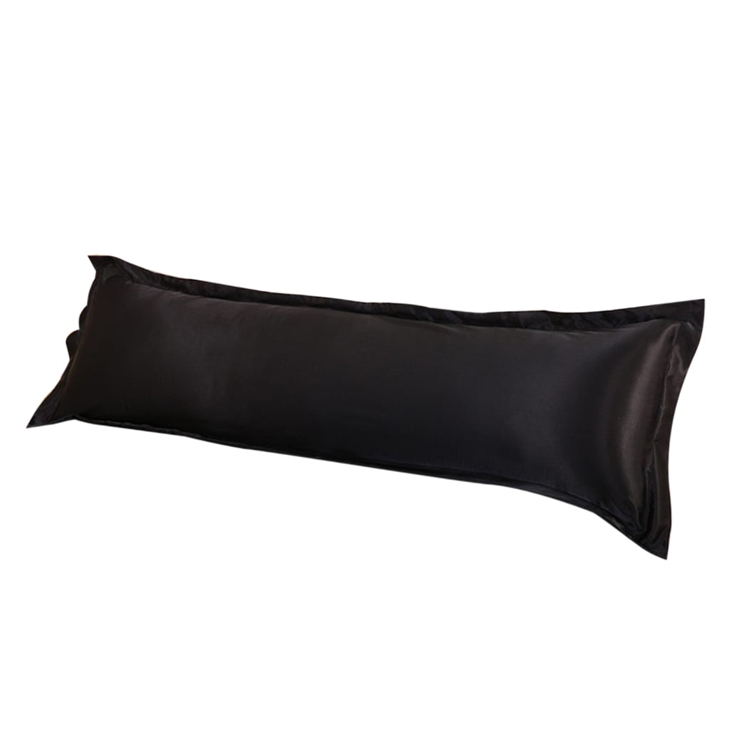 Premium Silk Pillowcase Case Body Pillow Protector Cover 48x120cm Black ...