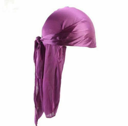 Premium Silky Satin Men's Cap Hat Rag Biker Smooth Head Wrap Hip Hop ...