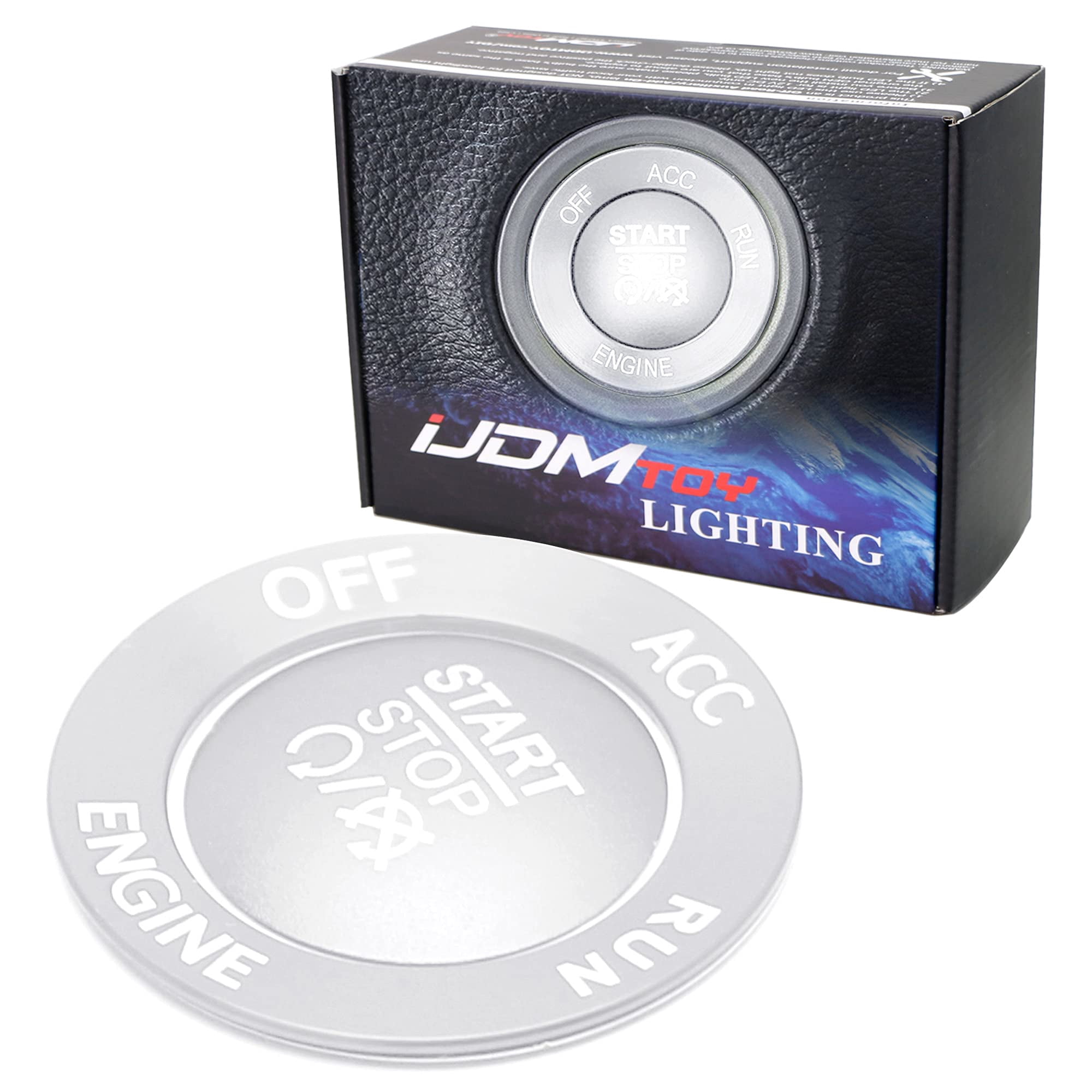 Premium Silver Aluminum Keyless Engine Push Start Button & Surrounding ...