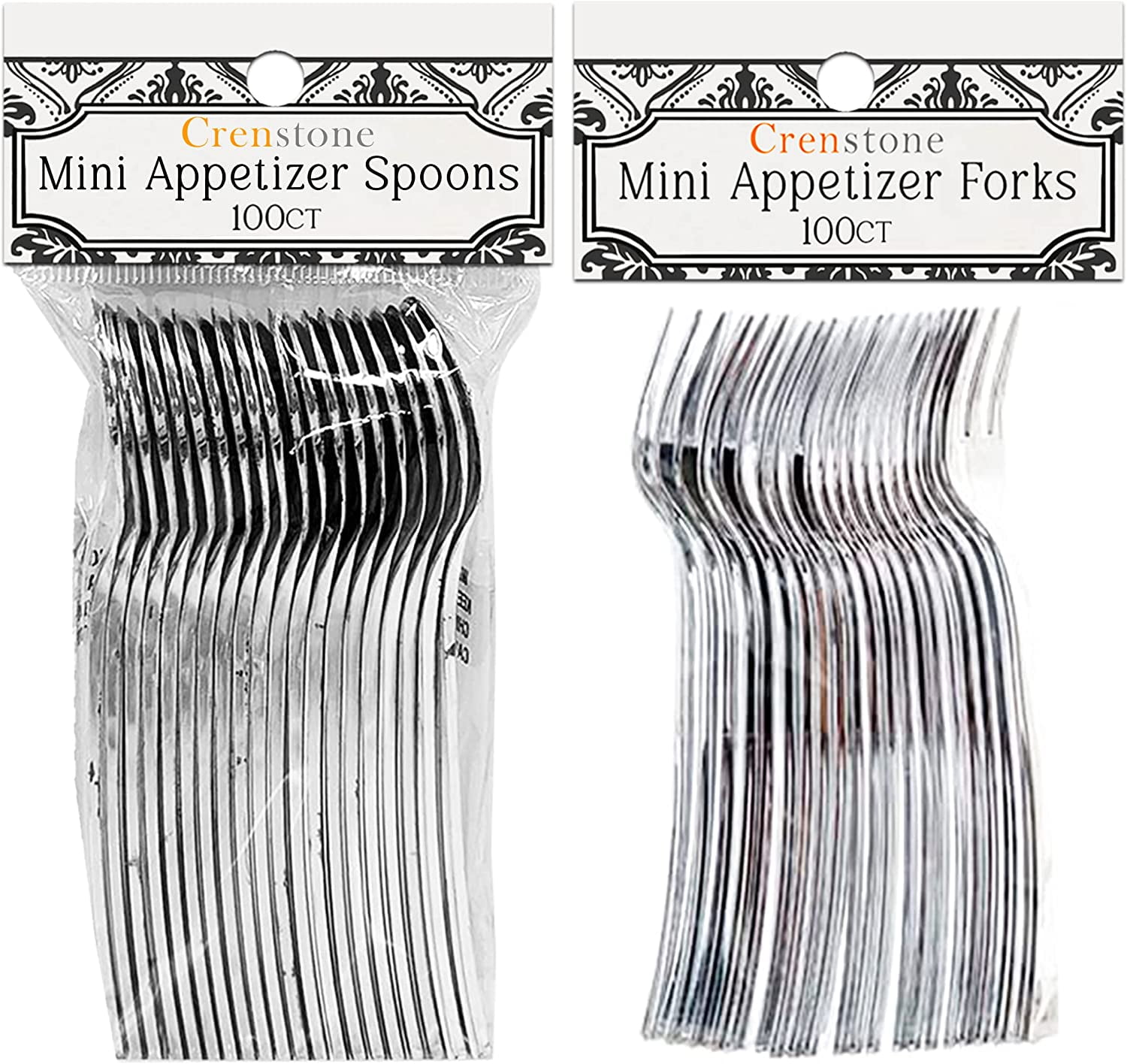 Premium Silver Mini Spoons and Forks for Appetizers - 200 Pack ...