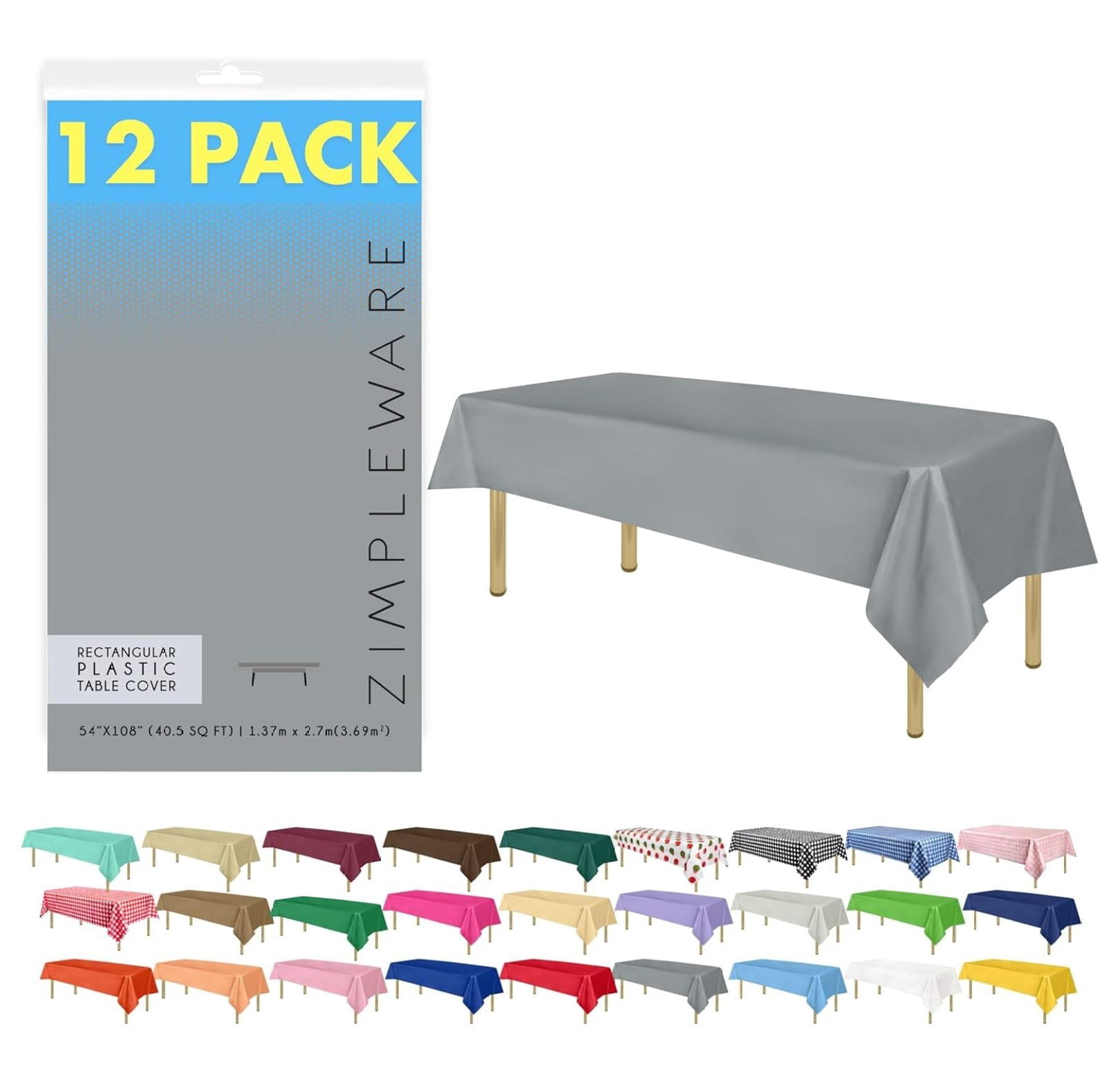 Premium Silver Plastic Table Cloth Disposable (12 Pk) Plastic ...