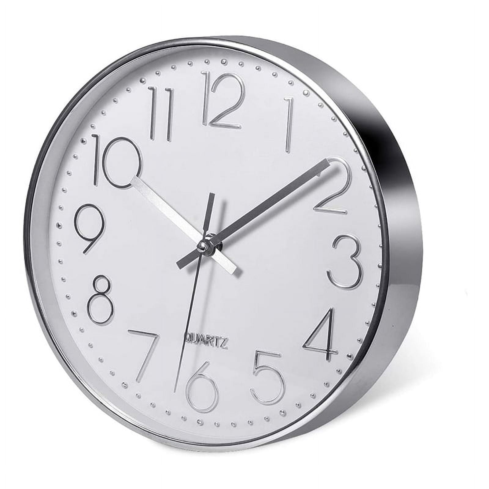 Premium Silver Wall Clock, Decoration, Modern Silent Clock for Home ...