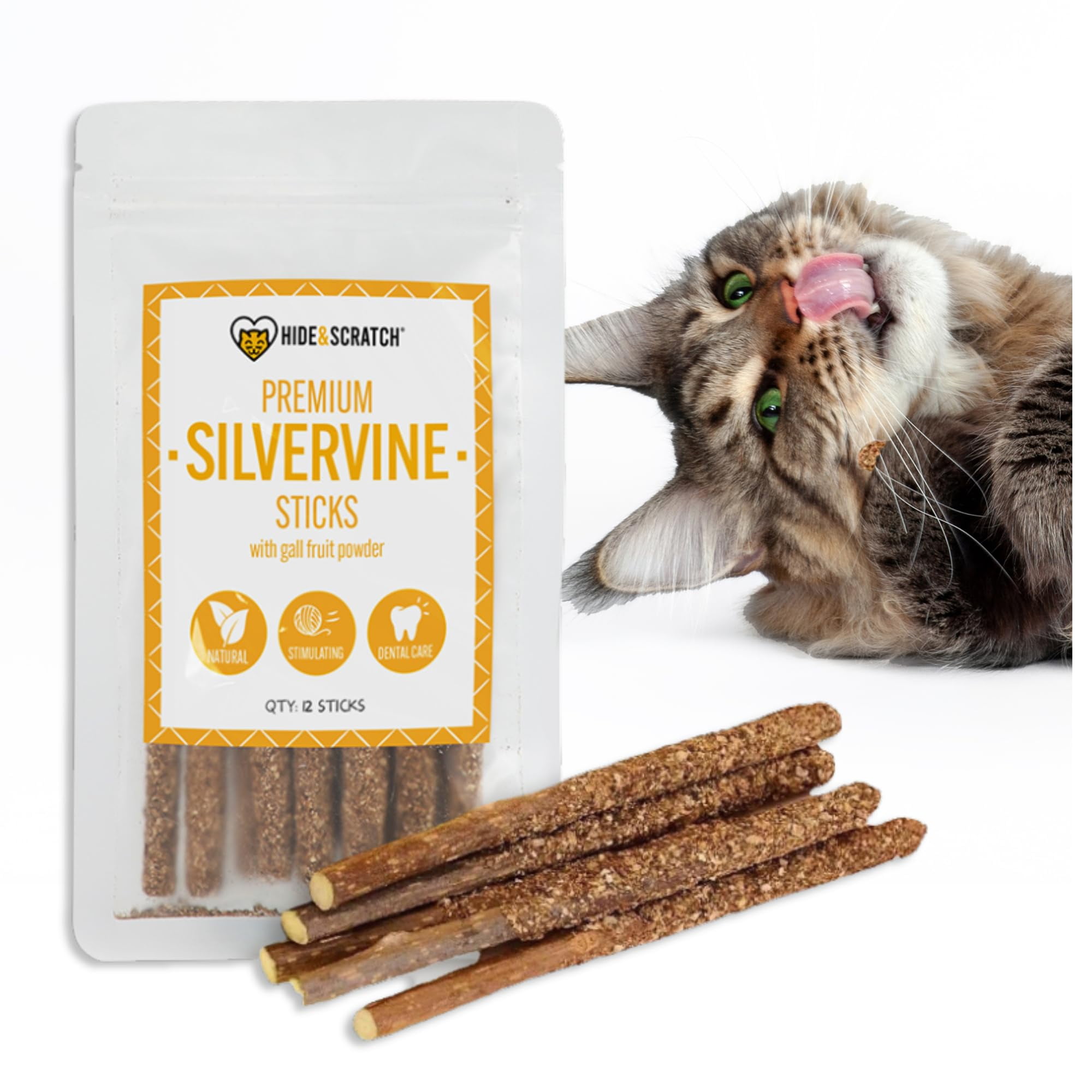 Premium Silvervine Chew Sticks For Cats With High-Potency Gall Fruit Powder - All-Natural Chew ...