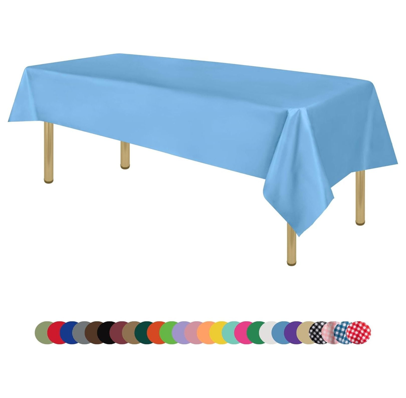Premium Sky Blue Plastic Table Cloth Disposable (12 Pk) Plastic ...