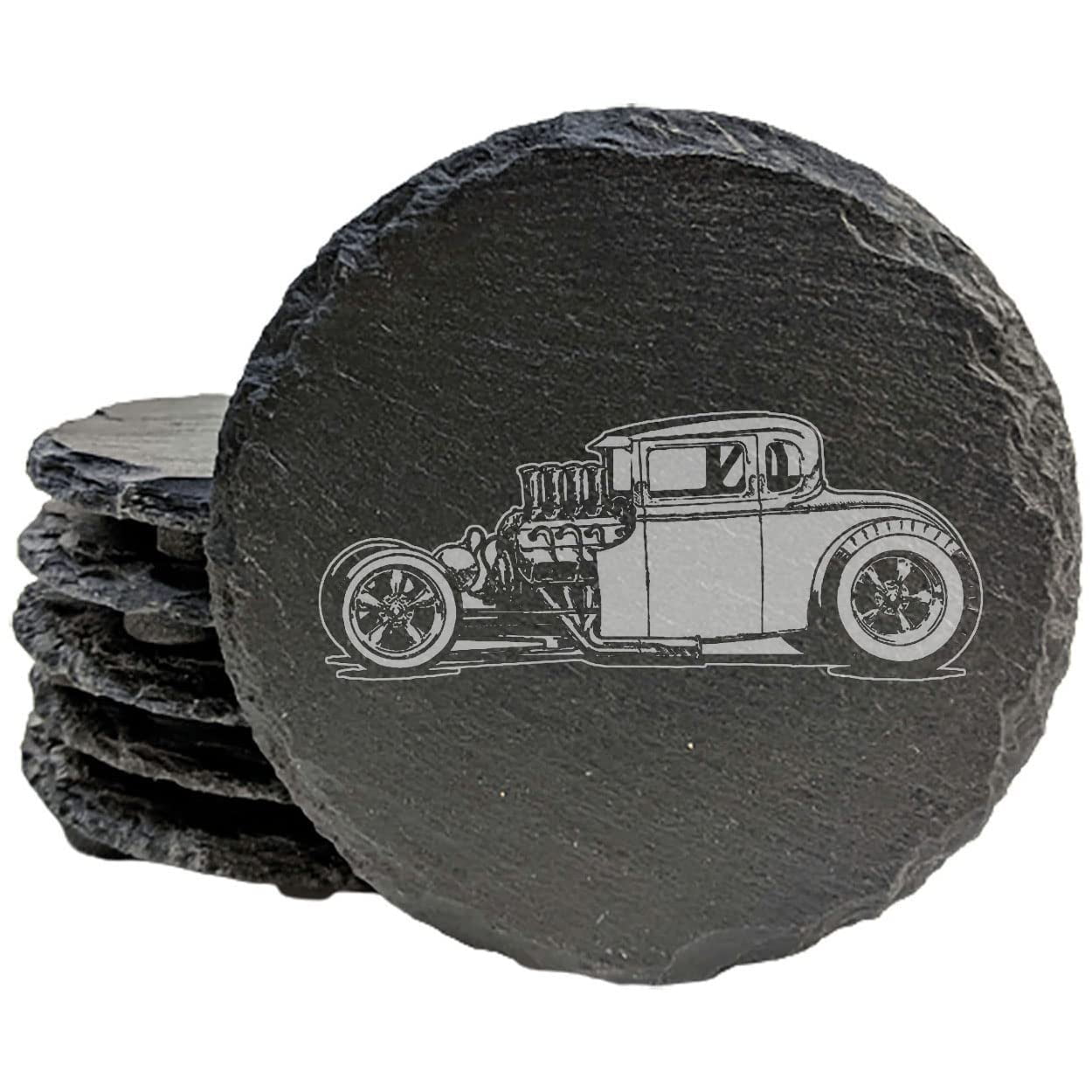 Premium Slae Coasers Se wih Laser-Eched Ra Rod Design - Sylish Drink ...