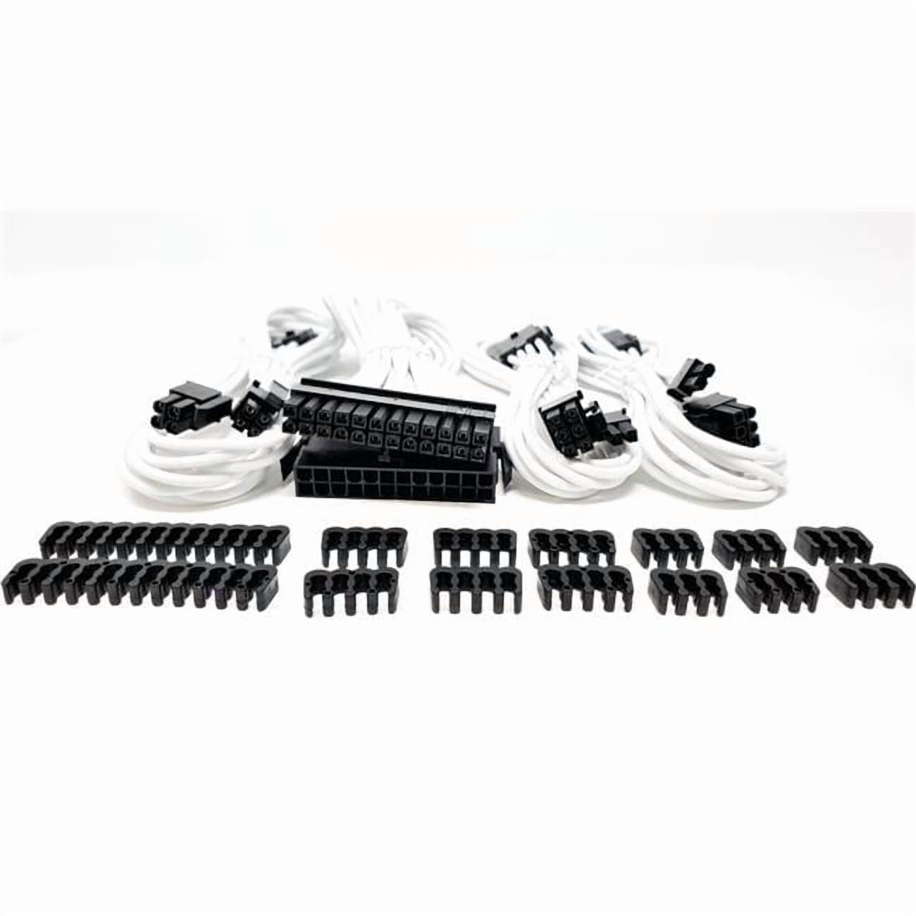 Premium Sleeved PSU Cable Extension Kit, White: Computer Accessories ...