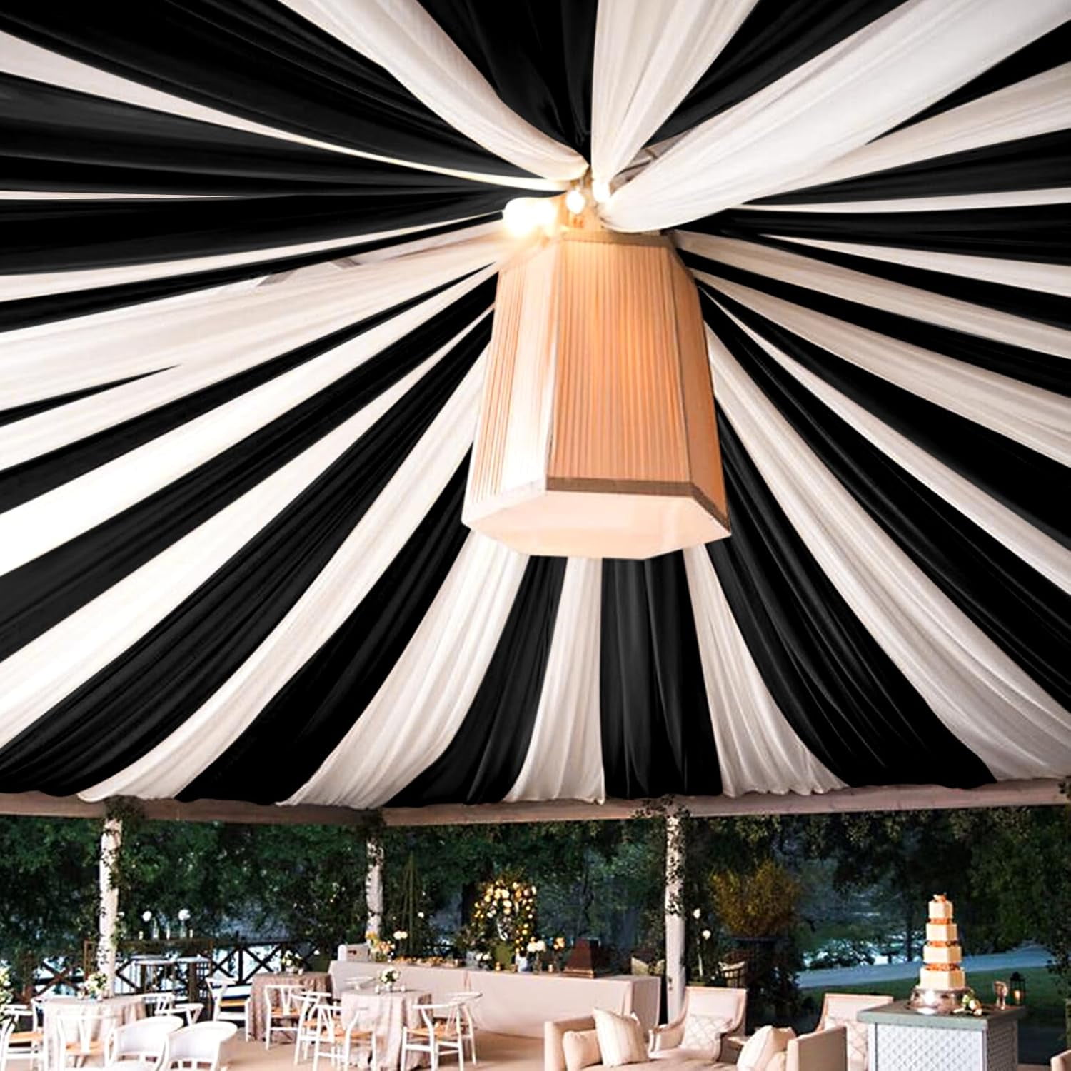 Premium Smooth Satin Wedding Arch Draping Fabric - 6 Panel Black ...
