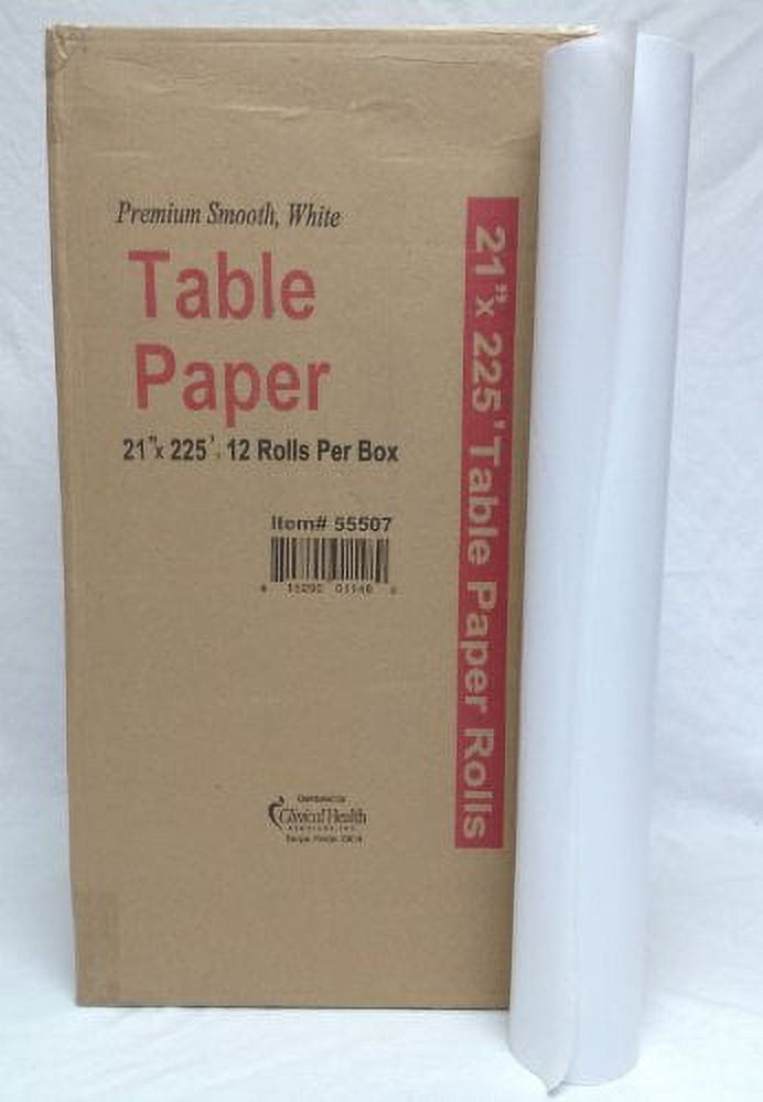 Premium Smooth White 21"x225' Exam Table Paper, 12 Rolls per Case ...
