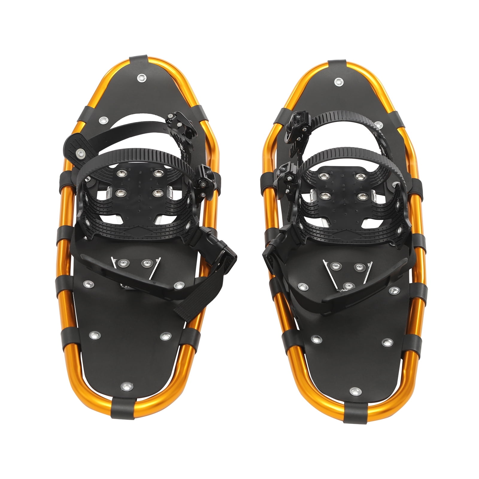 Gold & Black Ski Snowshoes Set with Adjustable Poles.PE/Aluminum/Steel ...