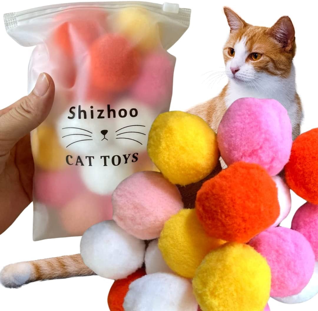 Premium Soft Pom Pom Balls for Kittens - Lightweight, Interactive ...