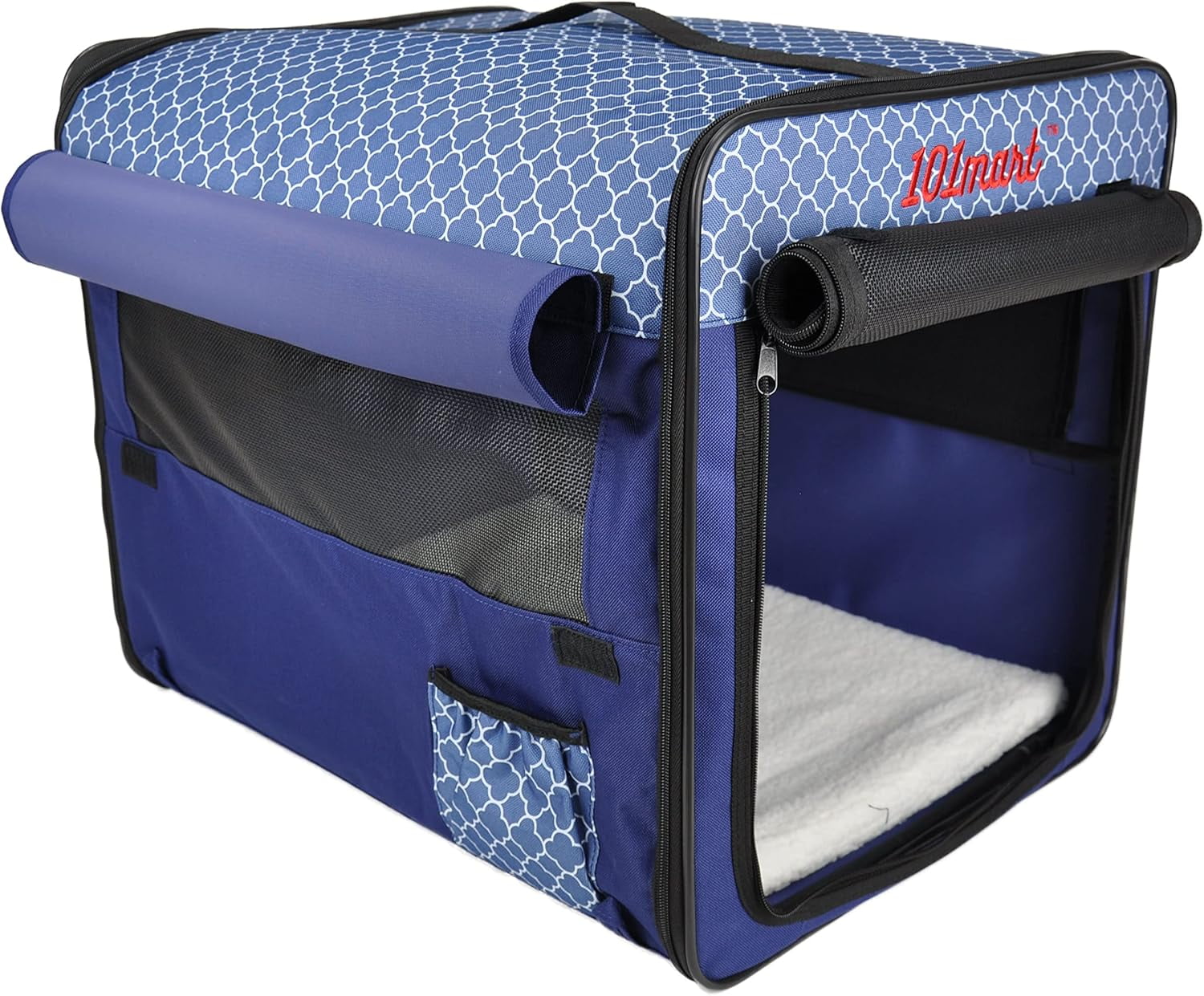 Premium Soft-Sided Foldable Dog Crate for Home | Portable Travel Pet ...