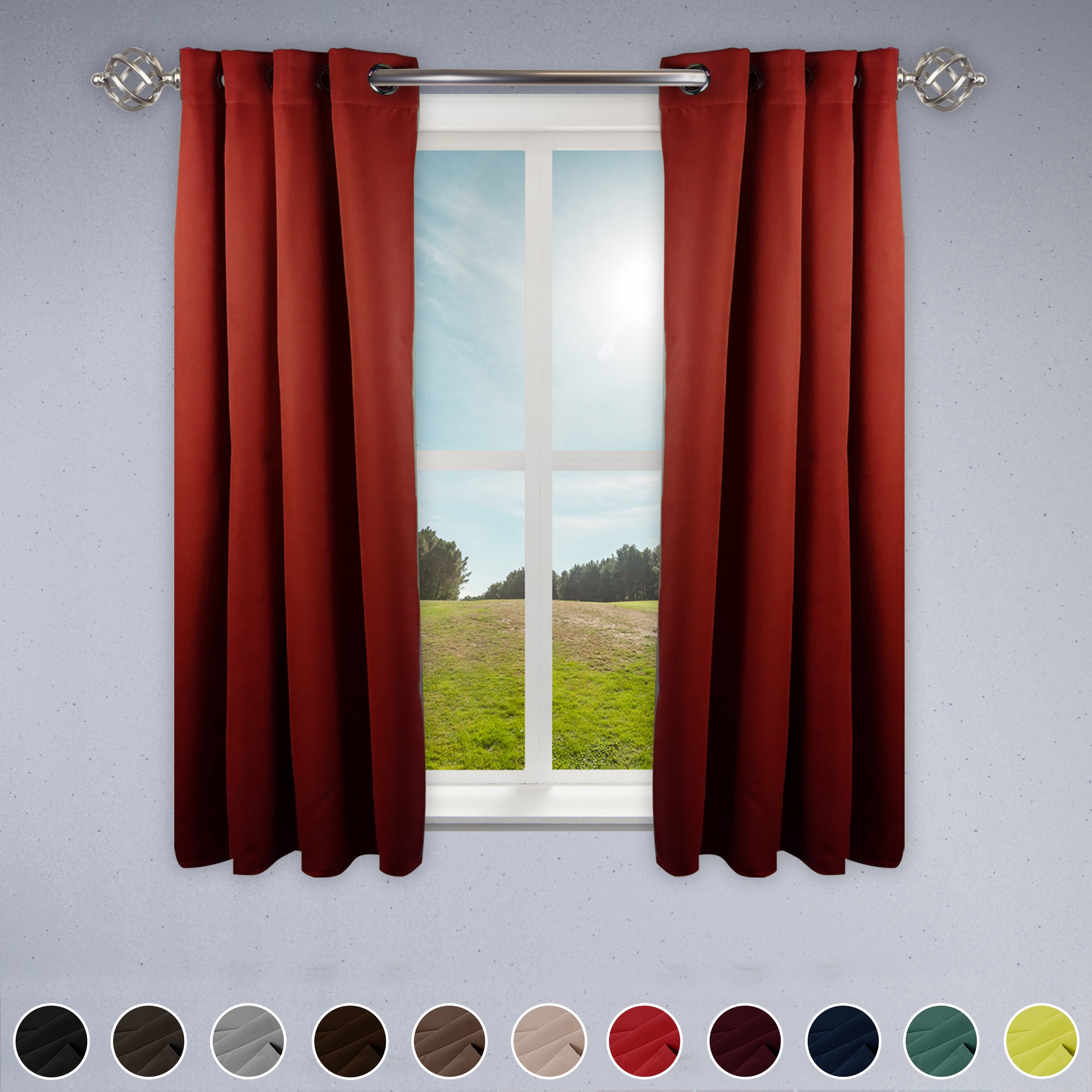 Premium Soft Touch Curtain Panel - 52" x 63" 1 Panel - Red - Walmart.com