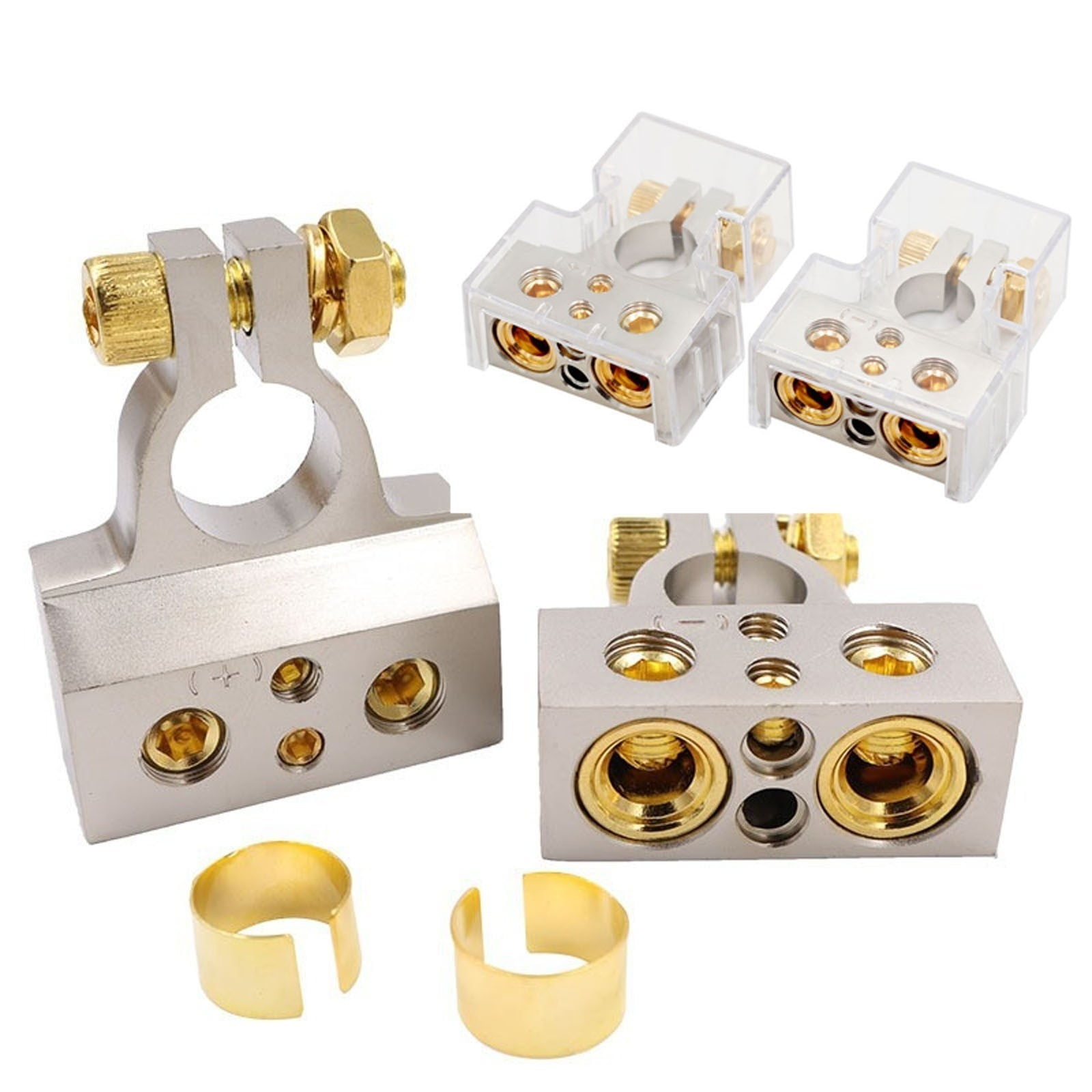 Premium Solid Brass Positive Negative Battery Terminals Clamps 0/2/4/6 ...
