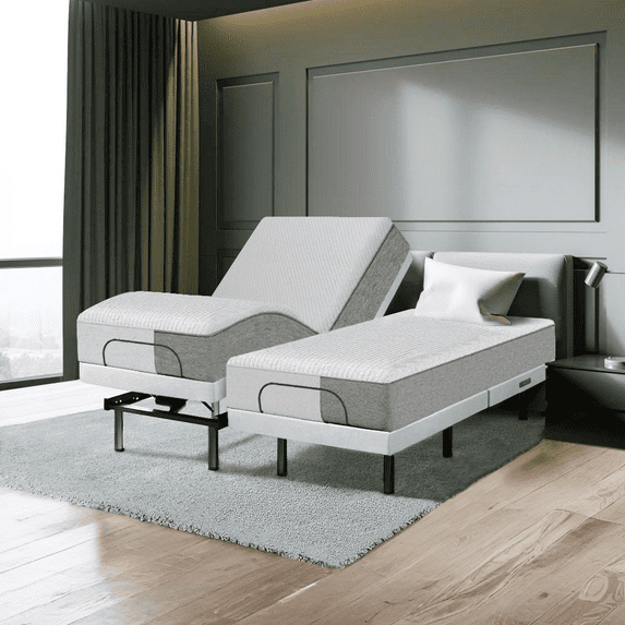 Premium Split King Adjustable Bed with 13 Inch Copper Gel Memory Foam ...