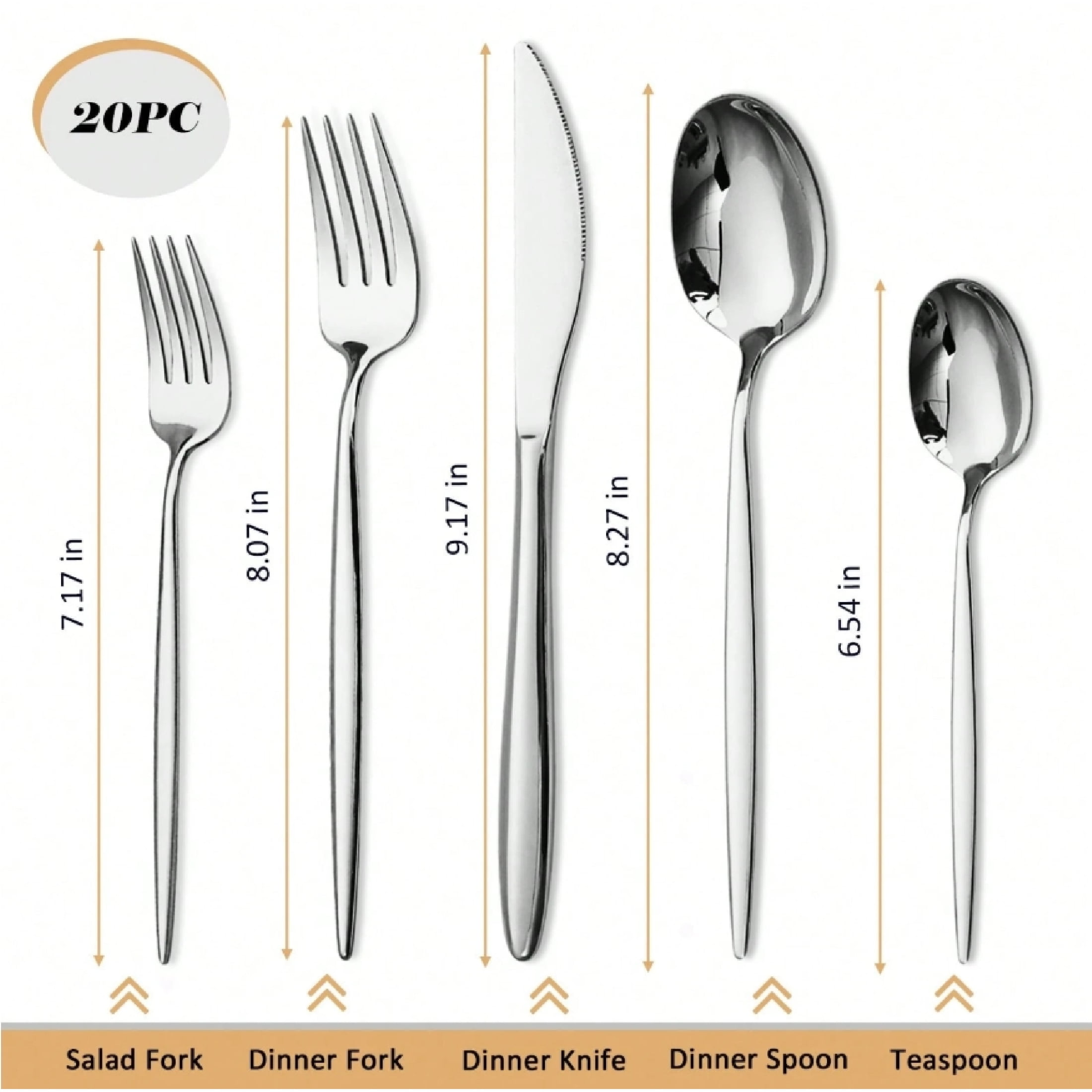 Premium Stainless Steel 20-Piece Cutlery Set, Modern Kitchen Utensils ...