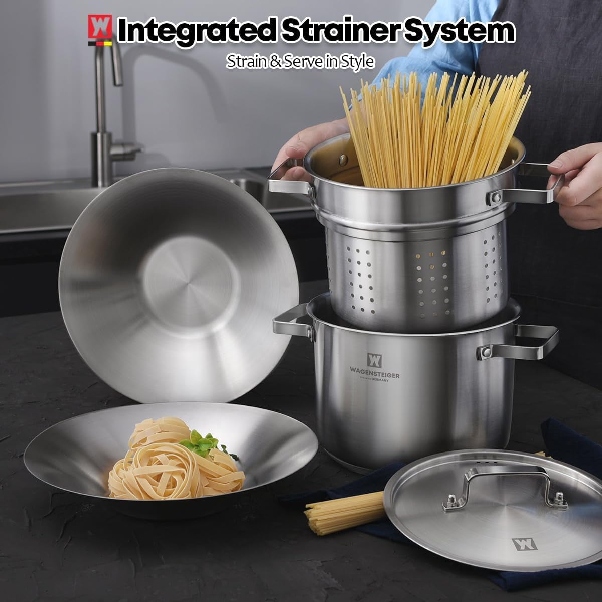 Premium Stainless Steel Asparagus Vegetable Tall Steamer Pot Spaghetti ...