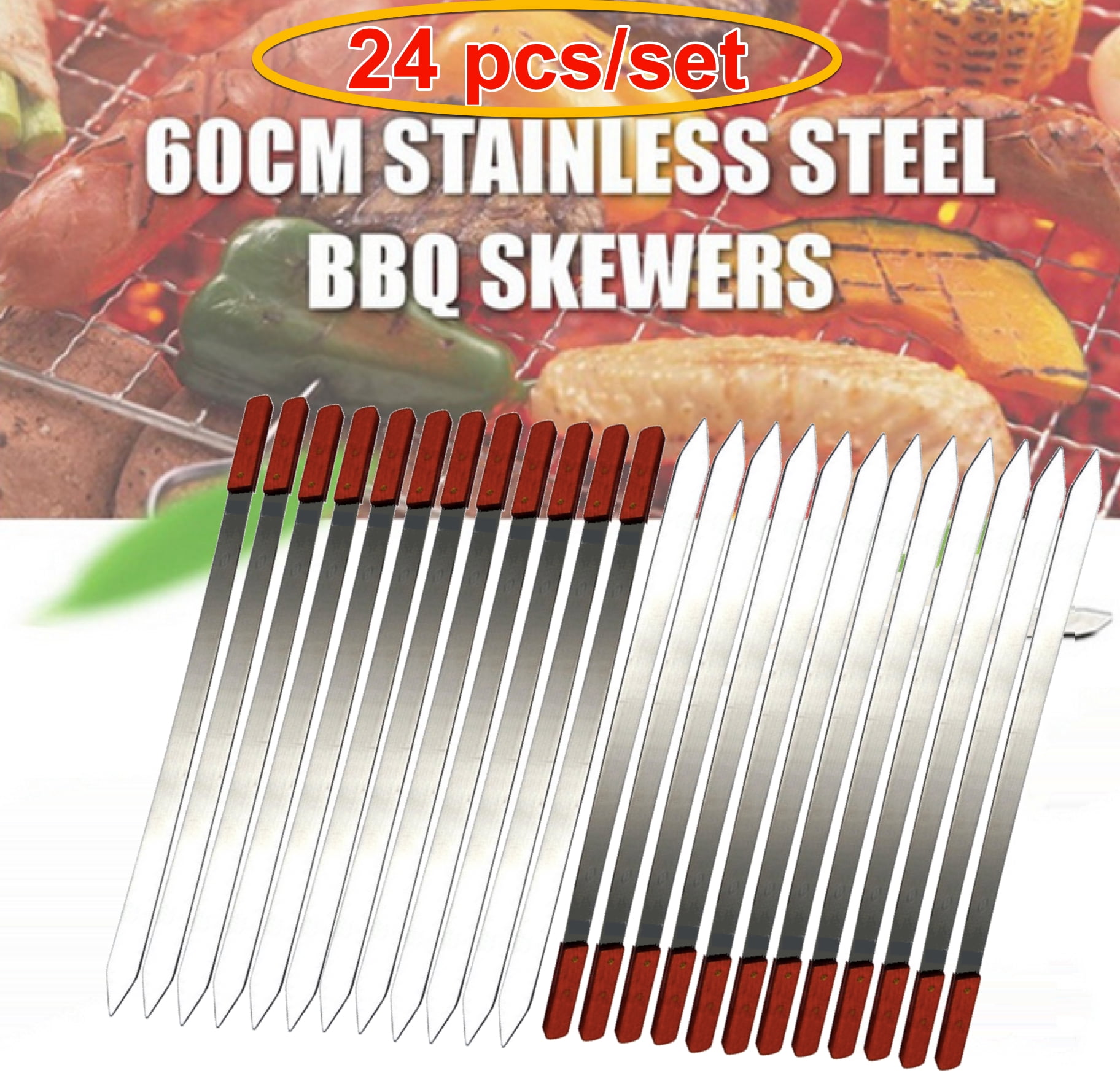 Premium Stainless Steel Barbecue Skewers BBQ Outdoor Grill Skewer Stick ...