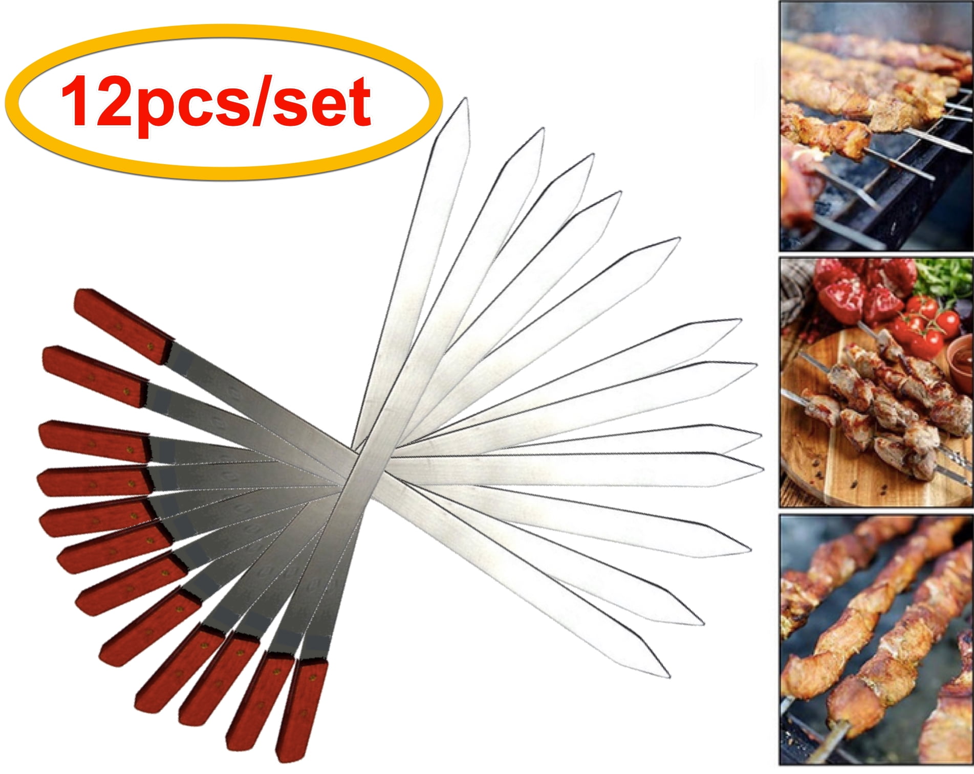 Premium Stainless Steel Barbecue Skewers BBQ Outdoor Grill Skewer Stick ...