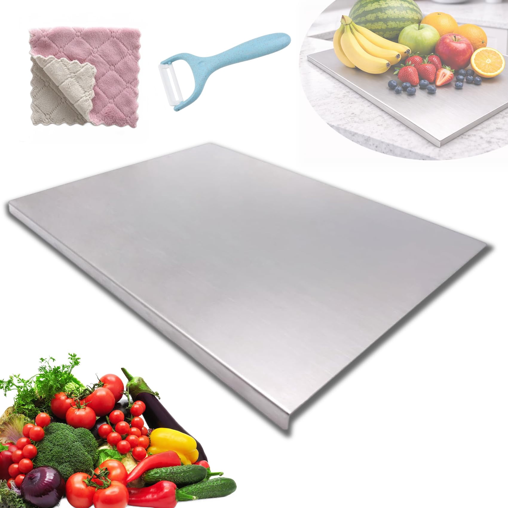 Premium Stainless Steel Chopping Board, Stainless Steel Kitchen Cutting ...