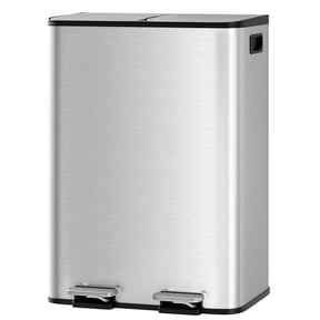 Costway 16 Gallon Dual Step Trash Can Recycle Bin Stainless Steel ...