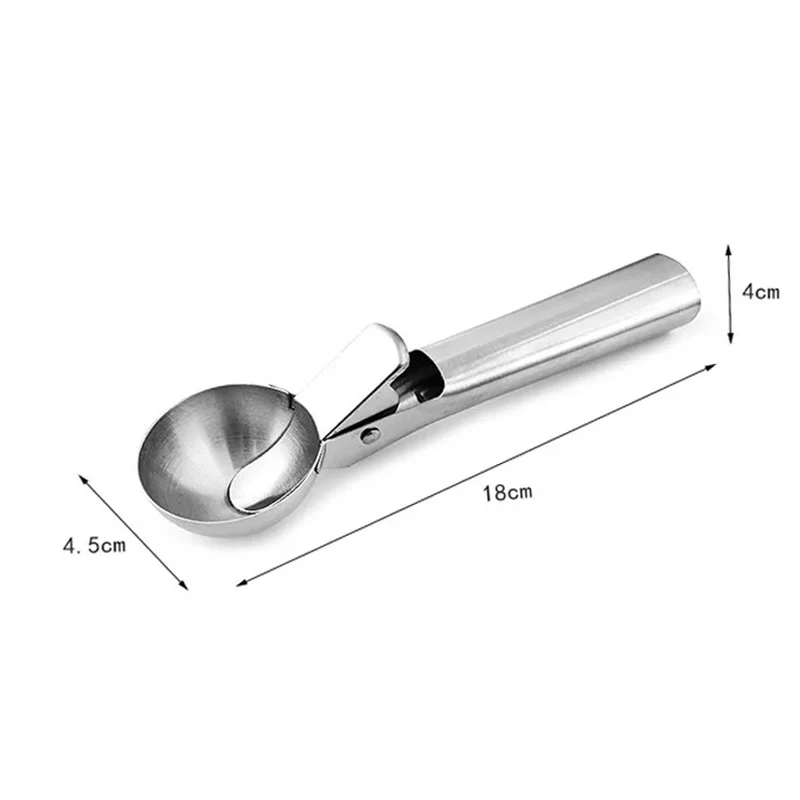Premium Stainless Steel Ice Cream Scoop with Trigger Fruit Scoop ...