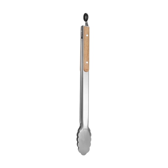 Premium Stainless Steel Kitchen Tongs with Wooden Handle | Scalloped ...