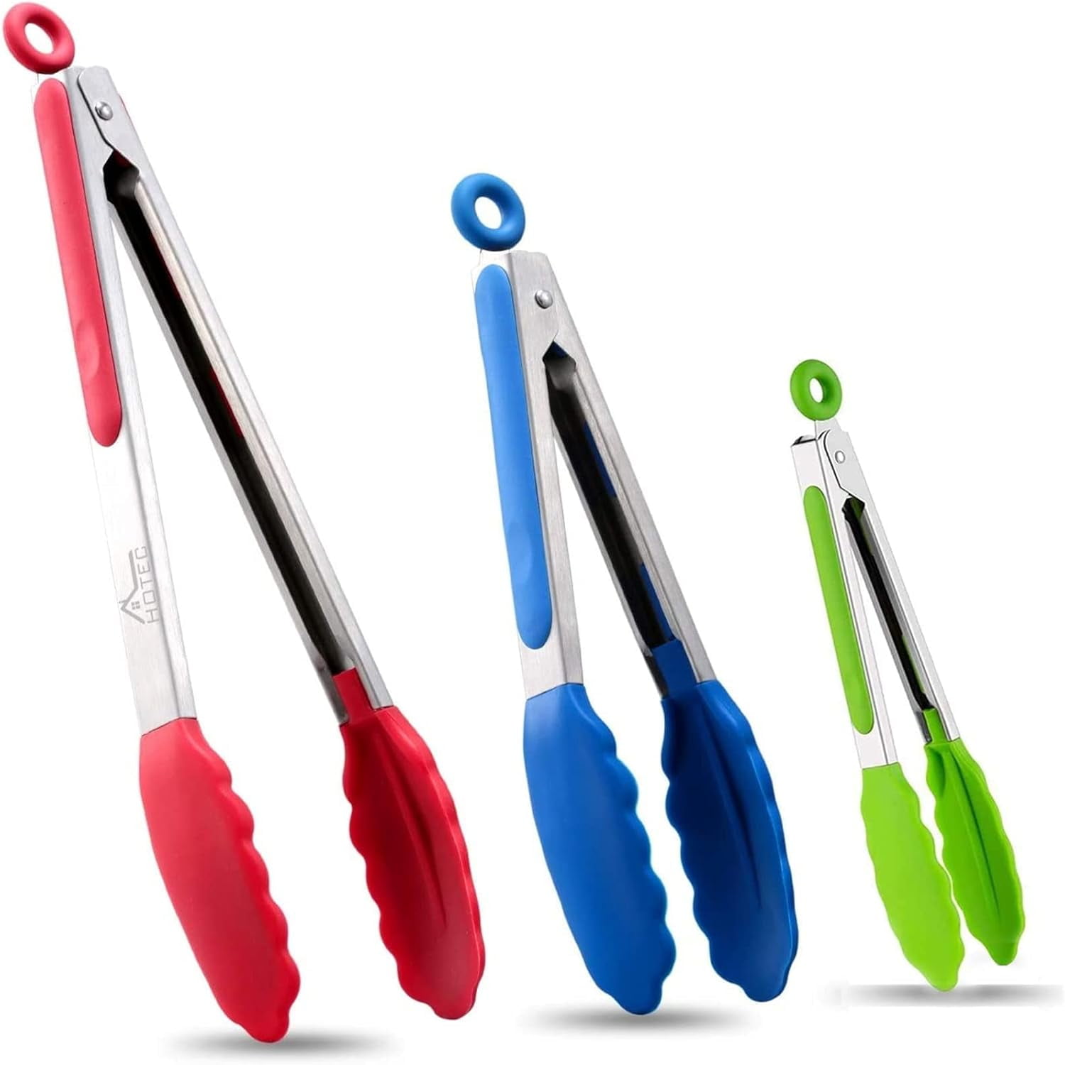 Premium Stainless Steel Locking Kitchen Tongs with Silicon Tips, Set of ...