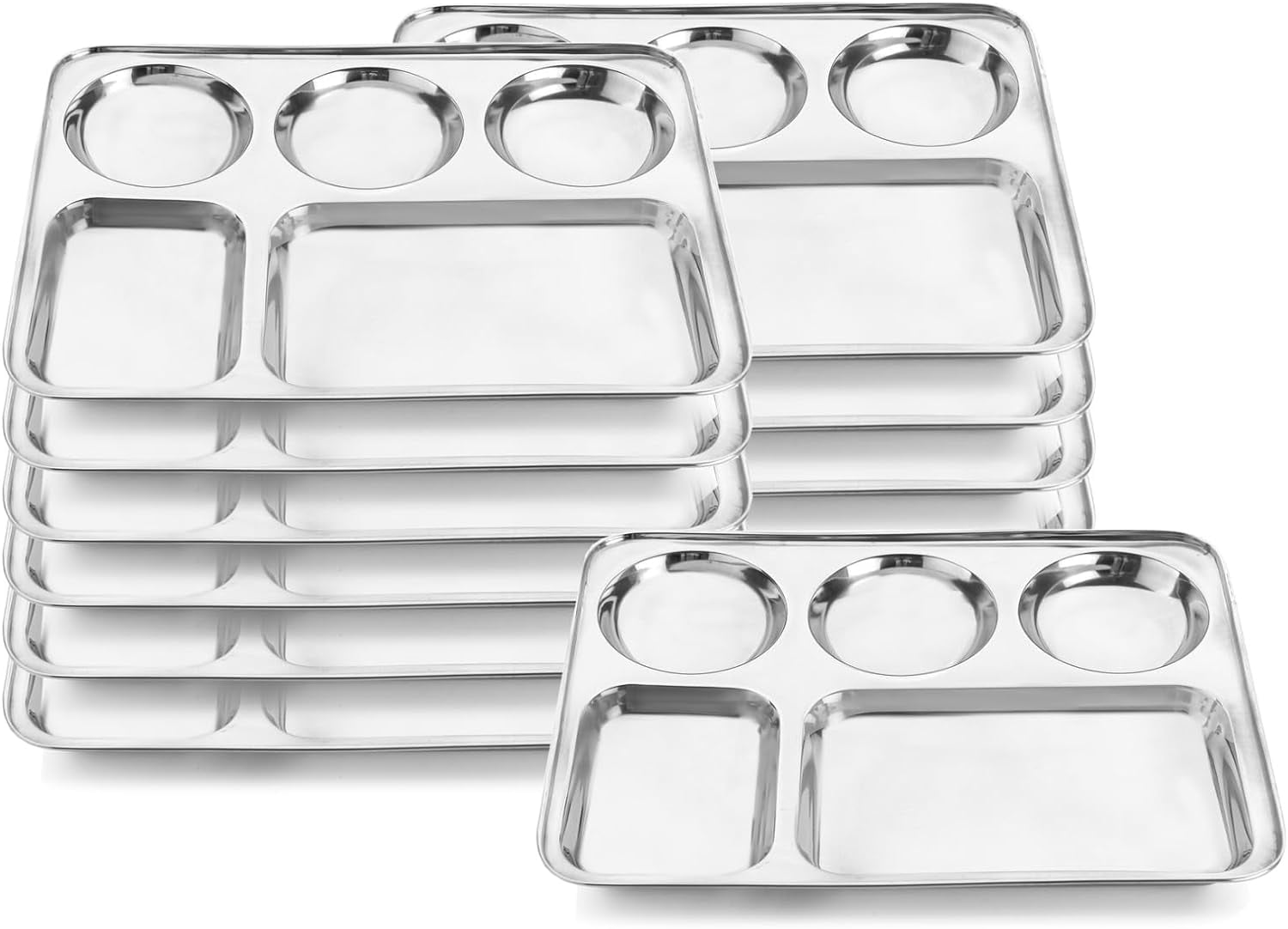 Premium Stainless Steel Luxurious 5 in 1 Three Compartment Divided ...