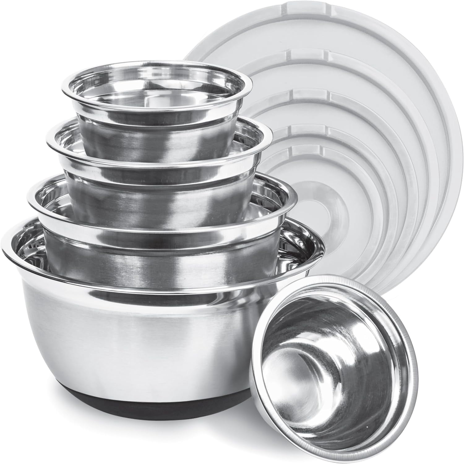 Premium Stainless Steel Mixing Bowls with Lids Non-Slip, Set of 5 ...