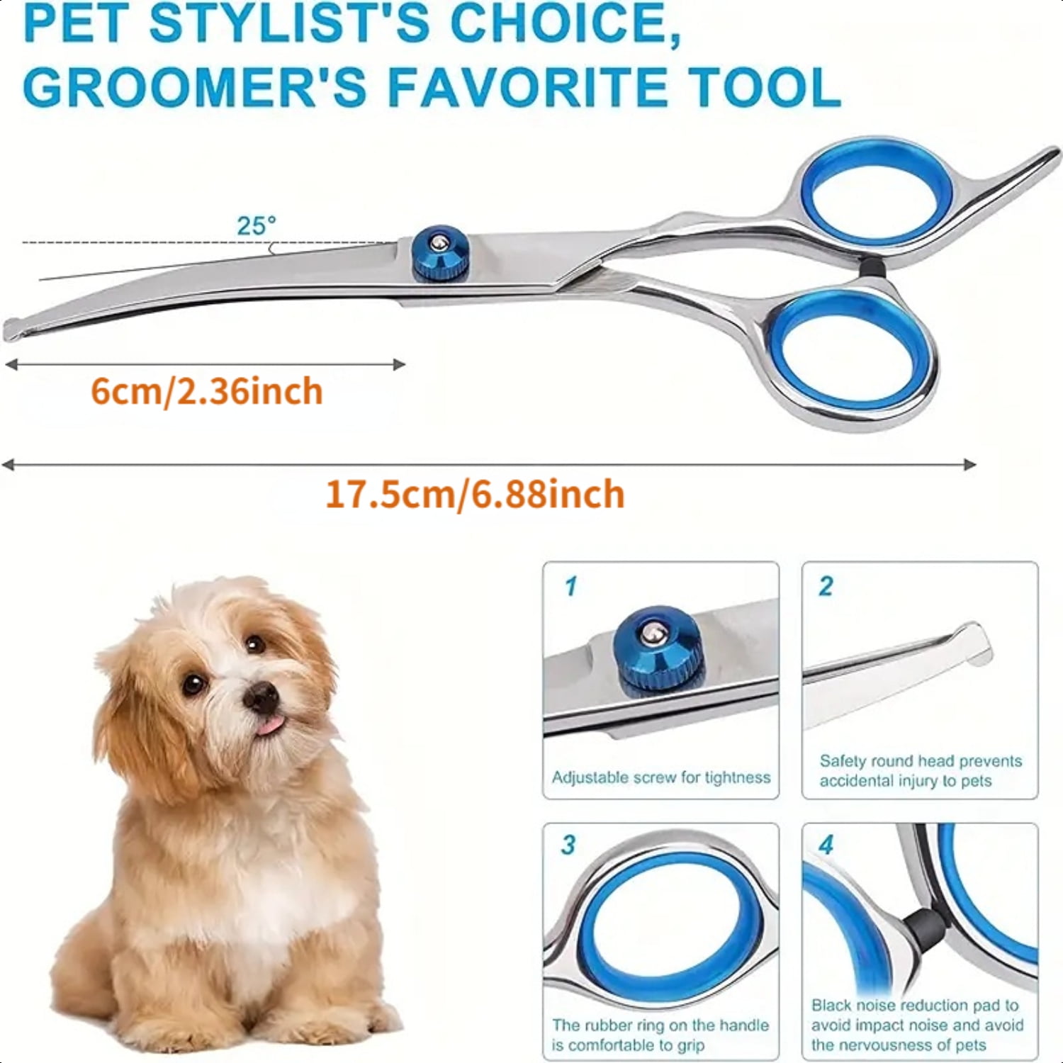 Premium Stainless Steel Pet Grooming Scissors Set - Safe Round Tip High ...