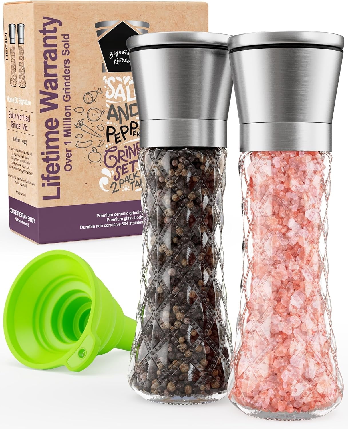 Premium Stainless Steel Sea Salt and Pepper Grinder Set of 2 ...