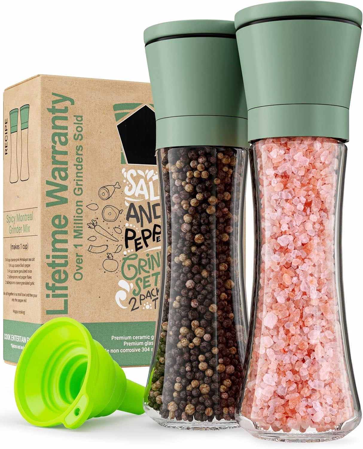 Premium Stainless Steel Sea Salt and Pepper Grinder - Adjustable ...