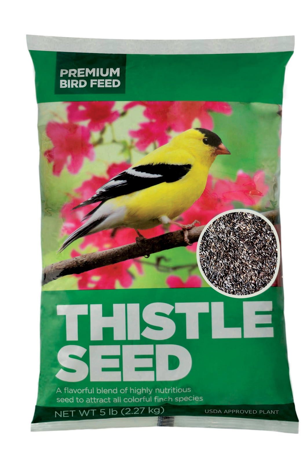 Premium Sterilized Natural Black Thistle Seed,Wild Bird Feed 5LB ...
